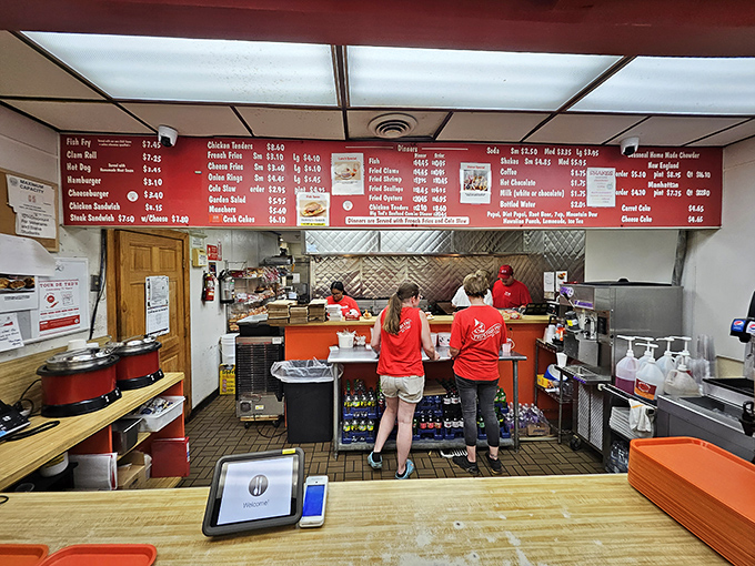 The unsung heroes of seafood! Ted's staff works harder than a one-armed fisherman during shark week.