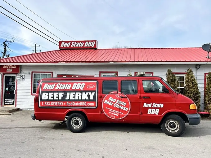 The Meat Mobile has arrived! This van isn't just transportation; it's a rolling billboard for beefy goodness. Talk about meals on wheels!
