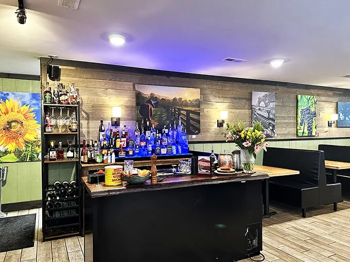 Liquid courage, anyone? This bar is stocked and ready to pour you a glass of 'forget about your diet' juice.