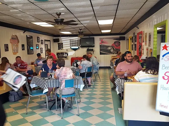 Where everybody knows your name – or will by dessert! The Pink Cadillac's dining room is buzzing with the happy hum of satisfied customers.