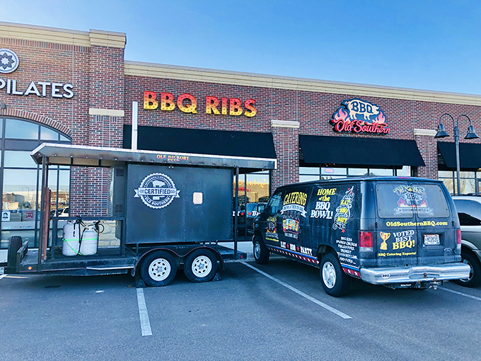 BBQ on wheels! Old Southern's catering service brings the smoky goodness to you. It's like a food truck, but better.