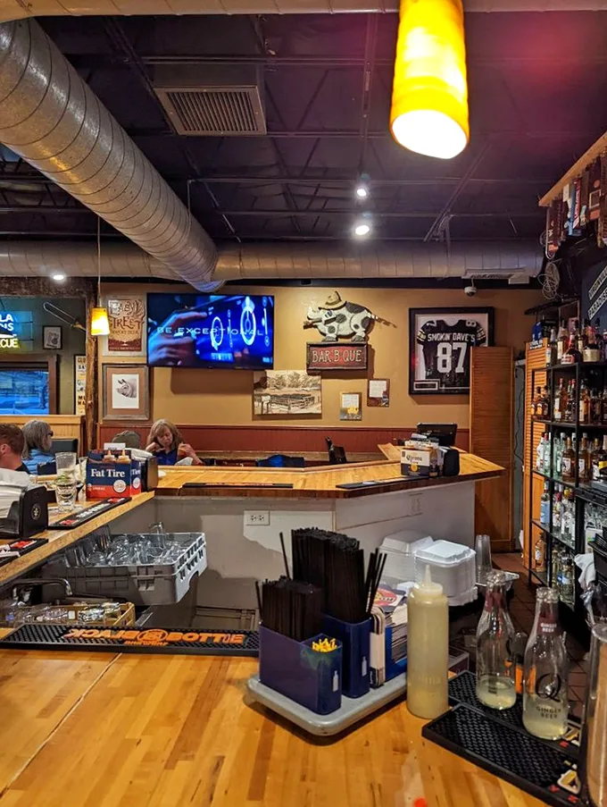 Where the magic happens! This bustling counter is like Santa's workshop for barbecue lovers. Can you smell what Dave's cooking?