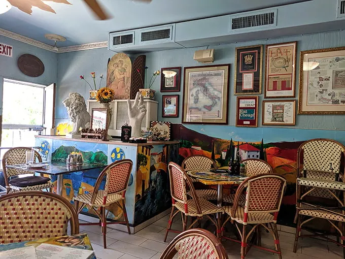 Eclectic décor that's as colorful as the menu! From quirky art to charming knick-knacks, it's like dining in your cool Italian aunt's living room.
