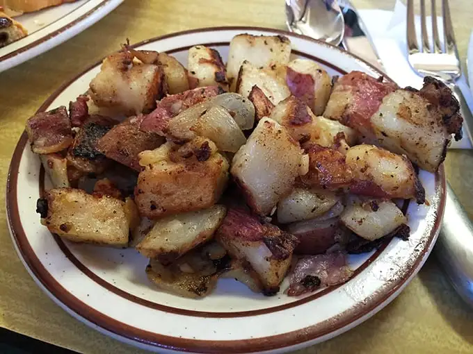 Home fries that have achieved the perfect balance of crispy exterior and tender interior—the breakfast potato's highest calling.