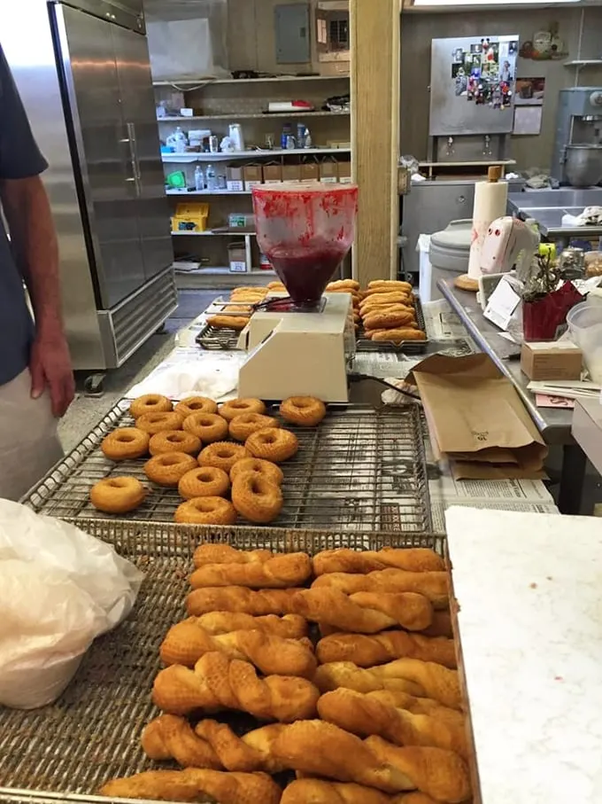 Donut prep station or modern art installation? Either way, it's a masterpiece in the making. Van Gogh, eat your heart out!
