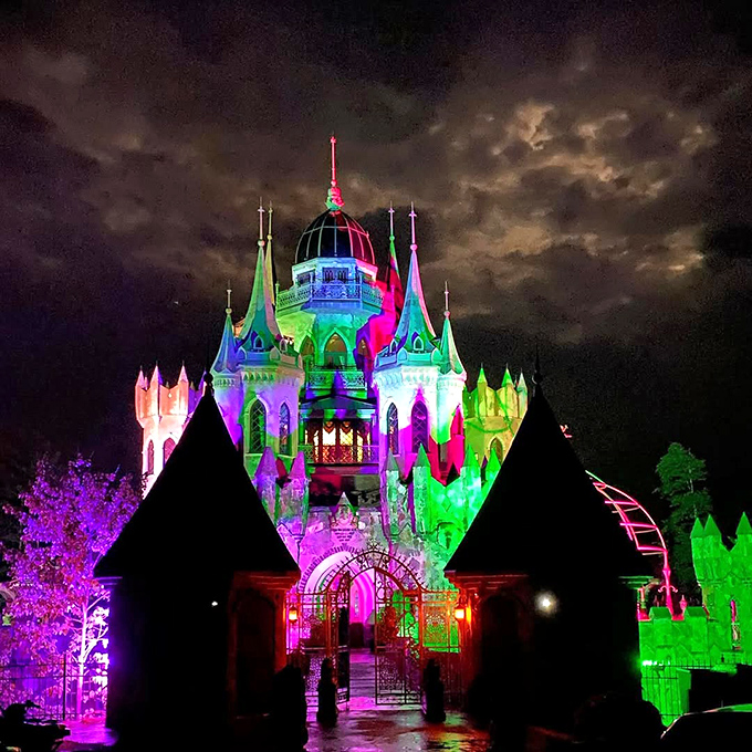 When the sun goes down, the castle lights up like a medieval rave. Gandalf would approve of this magical light show.