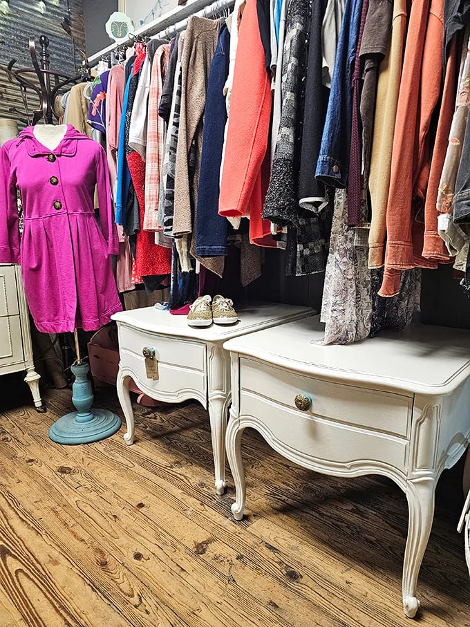 Fashion time machine alert! From flower power to disco fever, this rack's got your throwback style covered.