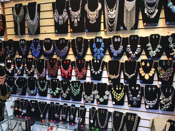 Bling it on! This dazzling display of necklaces could outfit a small army of disco dancers or add some sparkle to your everyday ensemble.