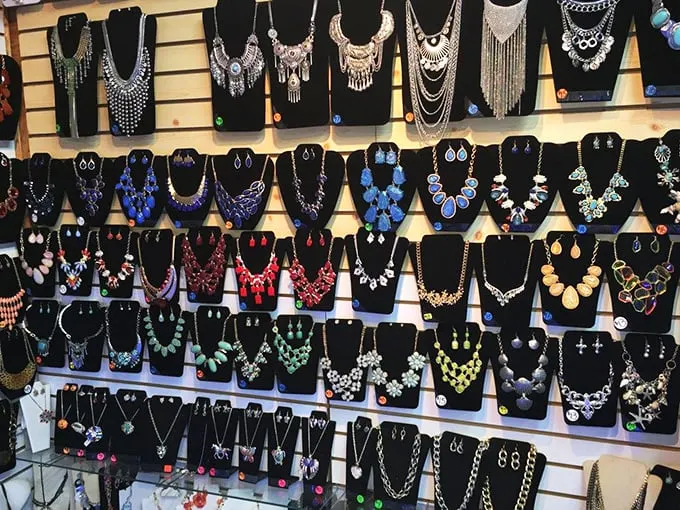 Bling it on! This dazzling display of necklaces could outfit a small army of disco dancers or add some sparkle to your everyday ensemble.