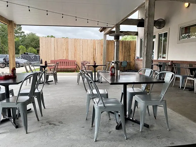 Al fresco dining with a side of Southern charm. This patio is perfect for savoring seafood while soaking up that laid-back Louisiana vibe.