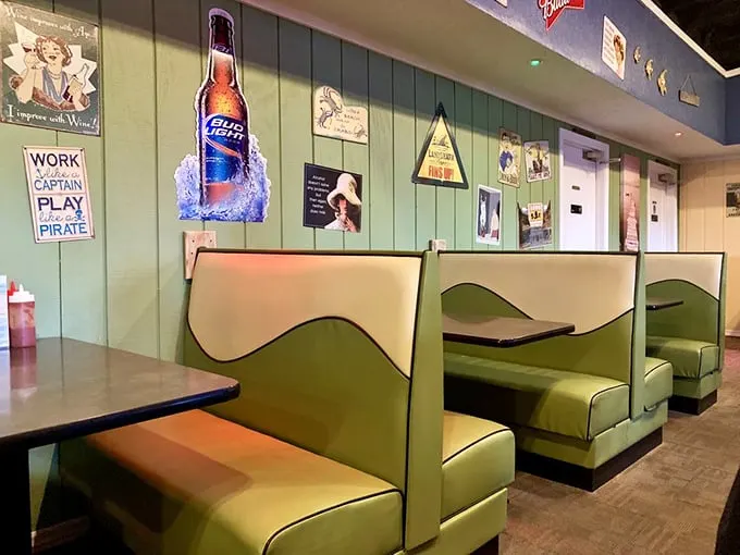 These booths are like time machines to a retro seaside diner. All aboard for a trip down memory lane – with better food!