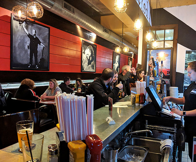 The bar: Where liquid courage is dispensed to help you face your burger fears. "I'll have what that guy's having... and a defibrillator."