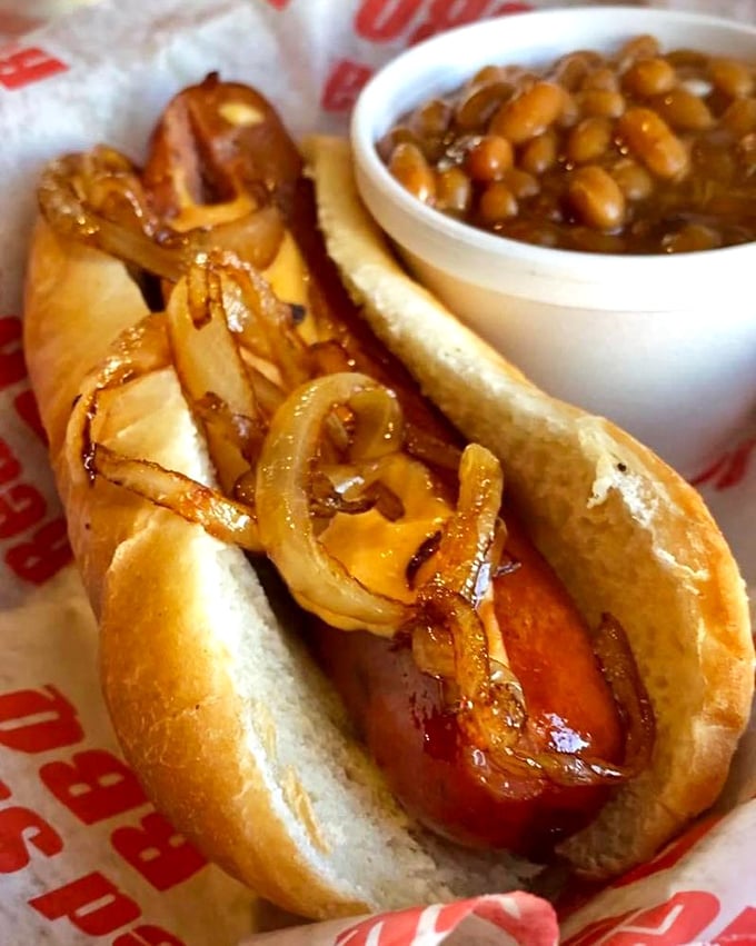 Not your average dog! This loaded hot dog is putting on the Ritz, dressed to the nines with enough toppings to make a salad bar jealous.