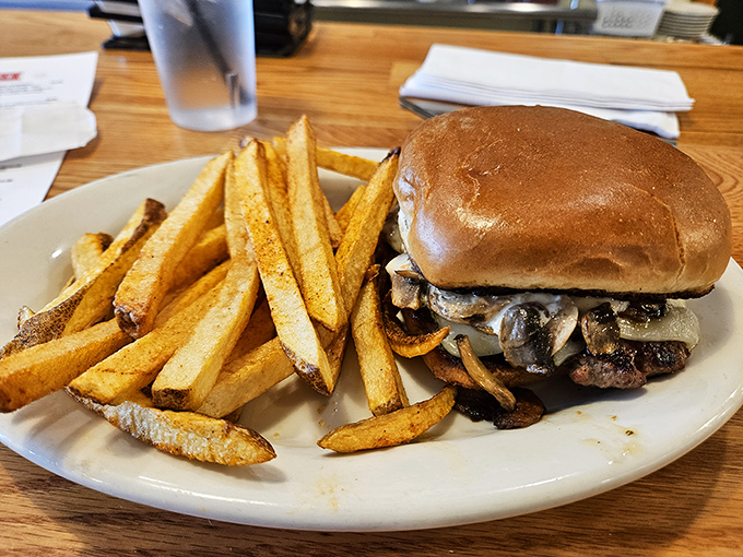 A mushroom burger that doesn't need a fancy name or 27 toppings to make its point—just quality ingredients speaking for themselves.