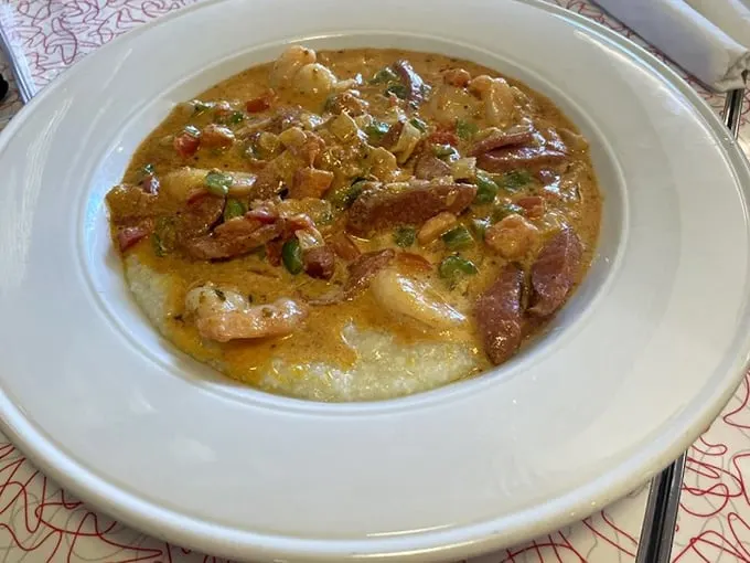 Shrimp and grits: the Southern comfort food that hugs your taste buds. It's like a warm, creamy blanket for your stomach.