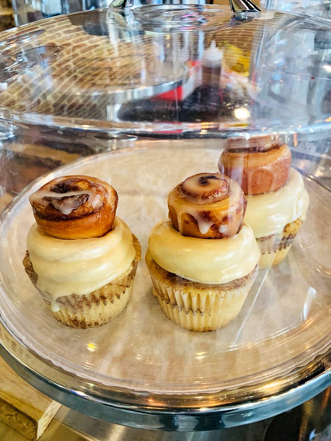 Cupcakes topped with mini cinnamon rolls? It's dessert inception, and we're here for every layer of this sweet dream.