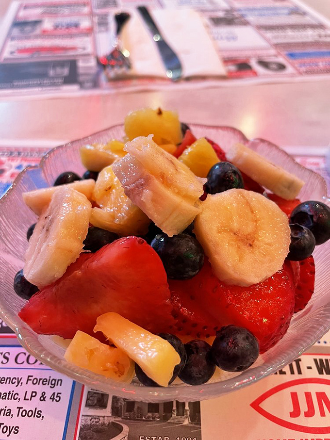 A fruit cup so fresh, it's like summer in a bowl. The perfect sidekick for when you're pretending to be healthy.