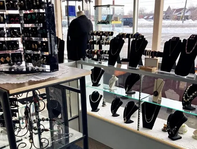Sparkle central! This jewelry counter has more bling than a rapper's Instagram feed. Time to channel your inner Mr. T or Elizabeth Taylor.