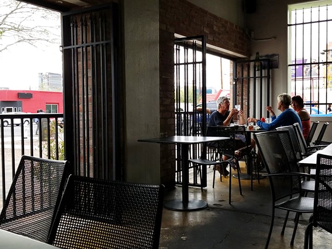Dine and shine! Lindy's outdoor seating area offers a perfect spot to people-watch while you tackle your burger challenge.