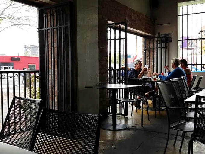 Dine and shine! Lindy's outdoor seating area offers a perfect spot to people-watch while you tackle your burger challenge.