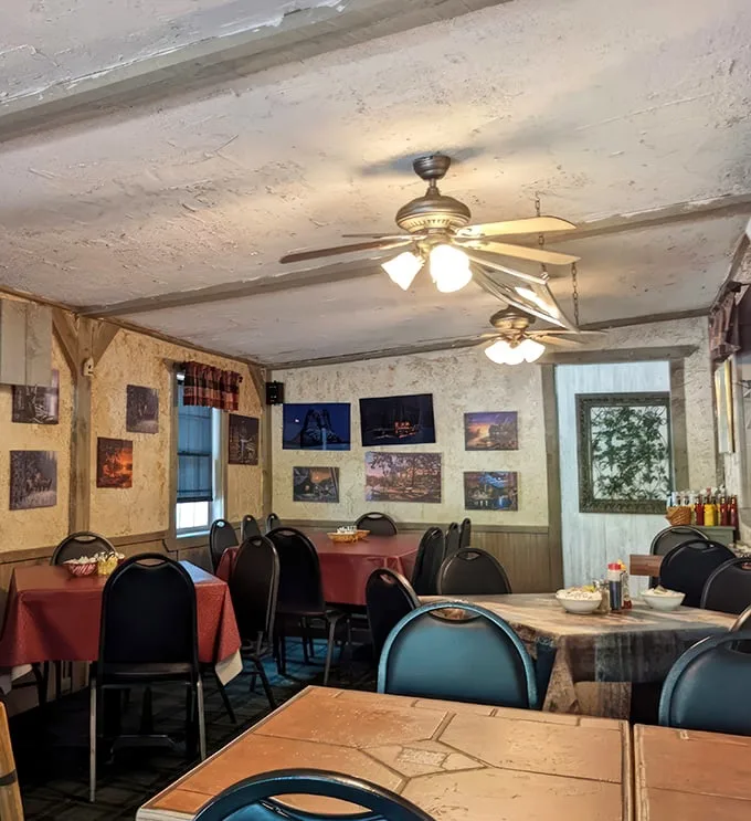 Cozy corners and local artwork create an atmosphere as comforting as grandma's living room, but with better food.