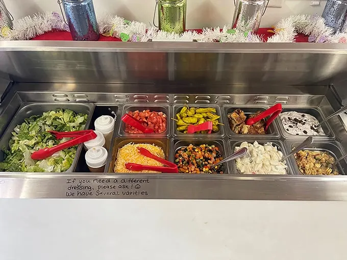 Behold, the salad bar of champions! Who knew healthy eating could look this colorful? It's like eating a rainbow – but tastier.