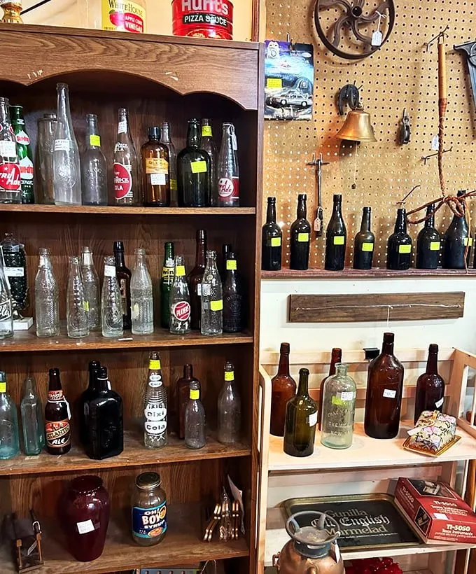 Bottoms up to history! This collection of vintage bottles could stock a speakeasy or a soda fountain.