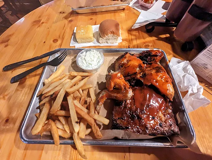 Finger-lickin' good doesn't even begin to cover it. This chicken BBQ platter is a masterclass in smoky, saucy perfection.