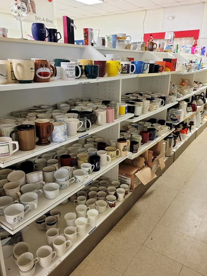 "Mug shot lineup! Find your perfect coffee companion or start a mismatched collection that would make Alice in Wonderland proud."