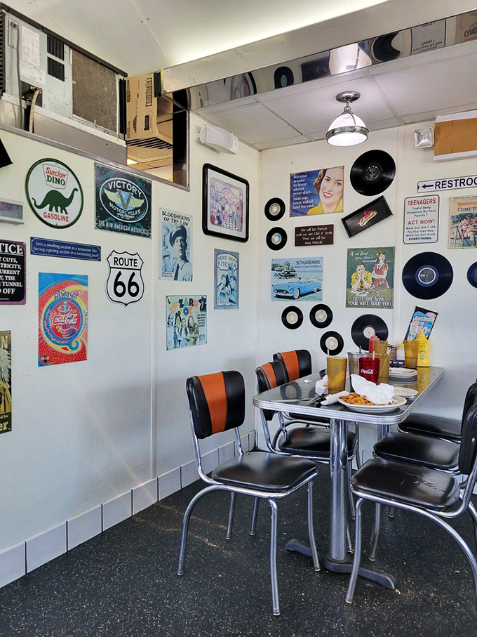 Step into a time machine disguised as a diner. The decor here is serving more nostalgia than a marathon of "Happy Days."