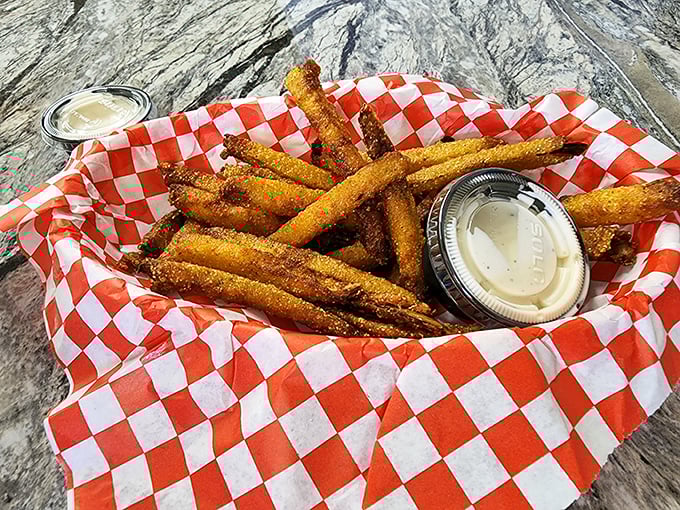 Pucker up for these golden nuggets of joy! Fried pickles: the unsung heroes of the appetizer world.