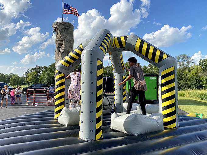 Hold onto your bonnets! Arthur's inflatable obstacle course proves that even in Amish country, fun comes in all shapes and sizes.