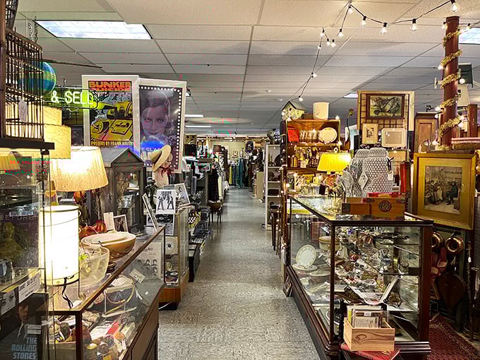 A corridor of curiosities that would make even the Addams Family jealous. Each shelf is a new chapter in the story of American pop culture.