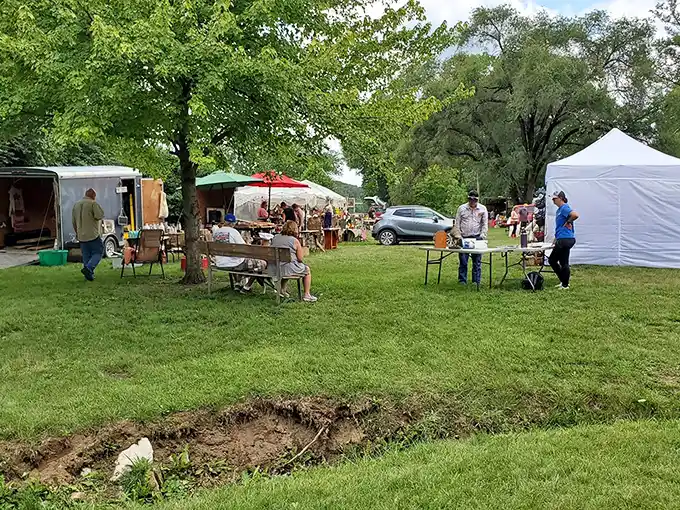 Community gathering or time travel experiment? In Bentonsport, it's hard to tell the difference. Either way, there's bound to be good food and better company.