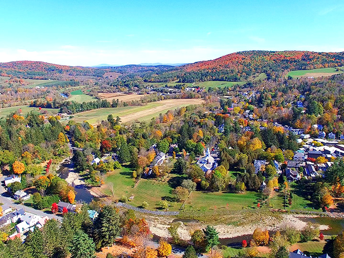 Woodstock from above: A bird's-eye view of Vermont's poster child for picturesque. It's like looking at a living, breathing landscape painting.