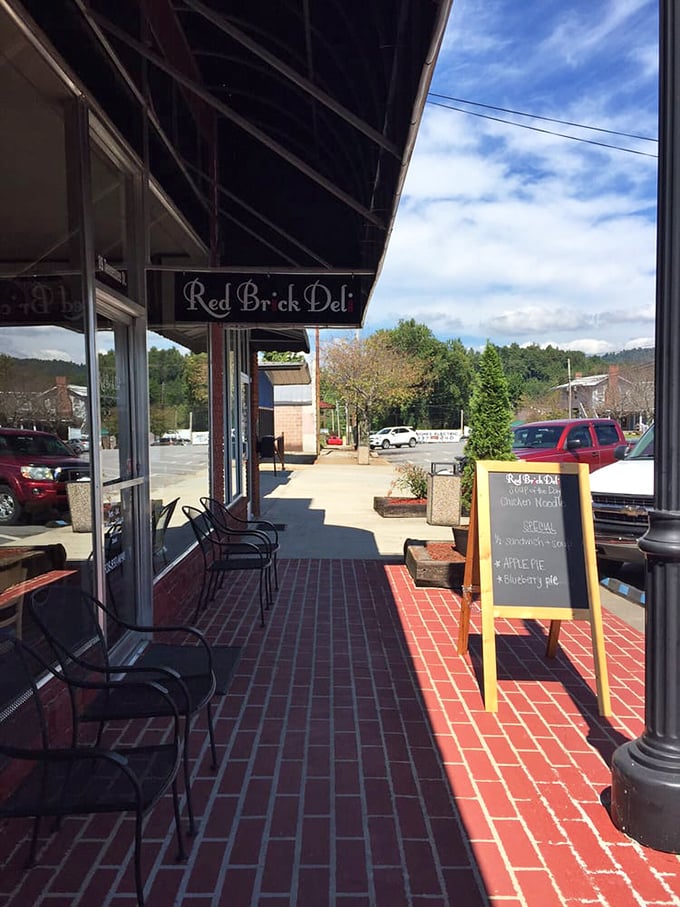 Mountain breezes and sandwich dreams await on the patio—the perfect spot for pre-meal anticipation.
