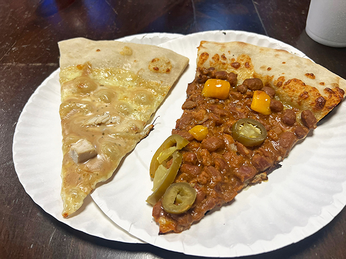 A tale of two slices! One classic, one adventurous – it's like the pizza version of "The Odd Couple," and equally entertaining.