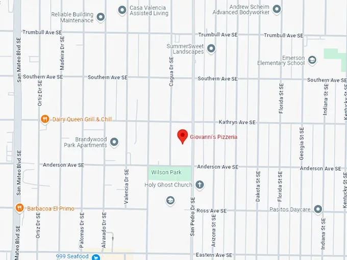 16 giovanni's pizza map