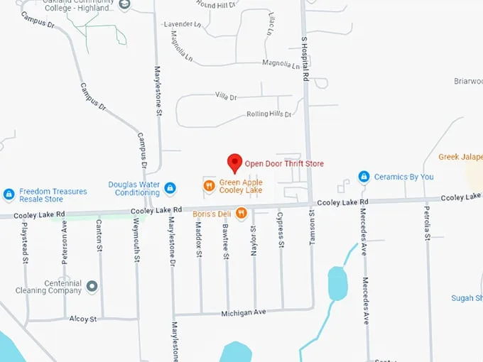 16 open door thrift store map