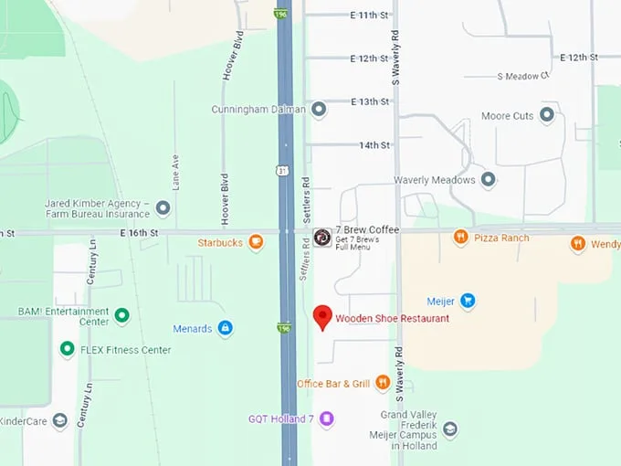 16 wooden shoe restaurant map
