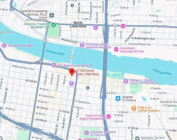 16. @ the corner diner little rock map