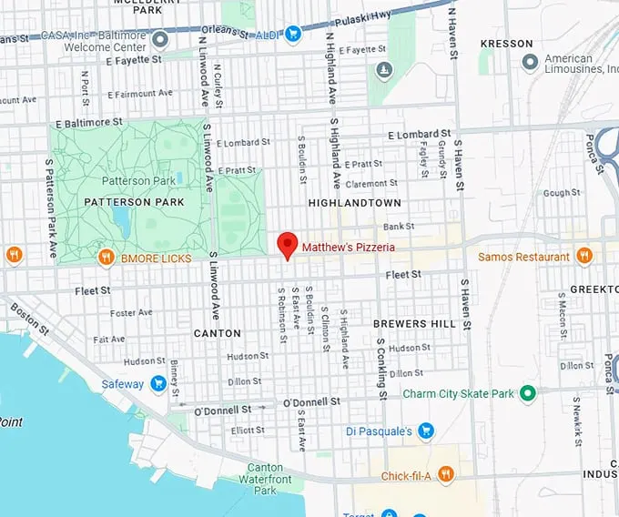 16. matthew's pizzeria map