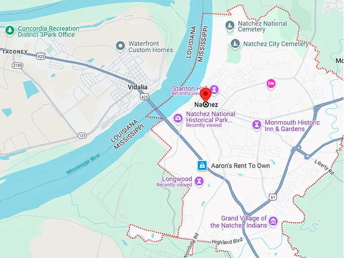 16. natchez mississippi map