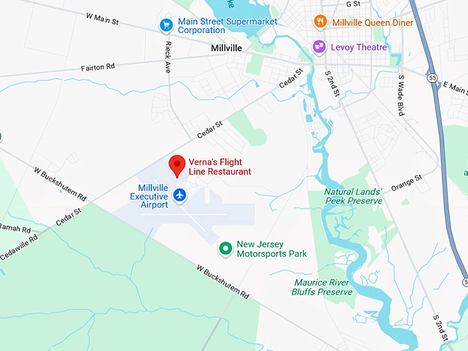 16. verna's flight line restaurant map