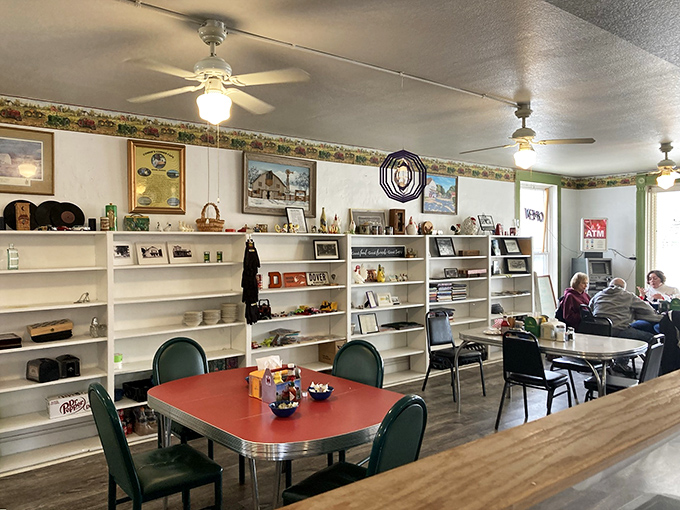Step into a time capsule of comfort: Shelves brimming with knick-knacks and memories line the walls, inviting diners to feast on nostalgia and pie.