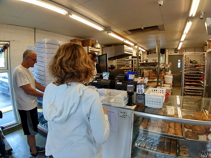Welcome to donut paradise! This no-frills interior is where the magic happens, turning simple ingredients into circular works of art.