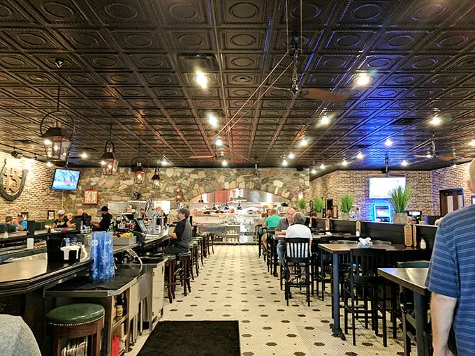 Exposed brick, warm lighting, and a ceiling that's seen its fair share of toasts. This isn't just a pub; it's a living, breathing slice of Bismarck hospitality.