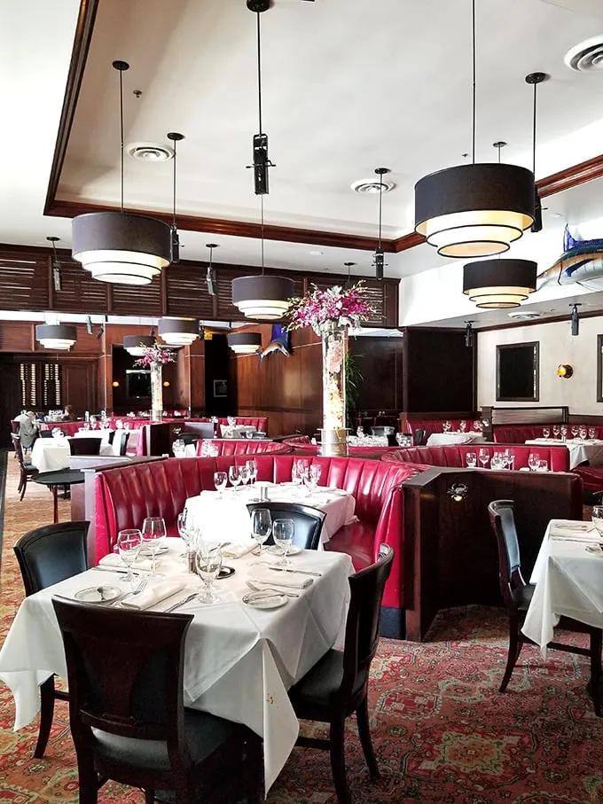 Step into a world where red leather booths are the thrones of seafood royalty. Truluck's interior is as inviting as a warm Texas welcome.