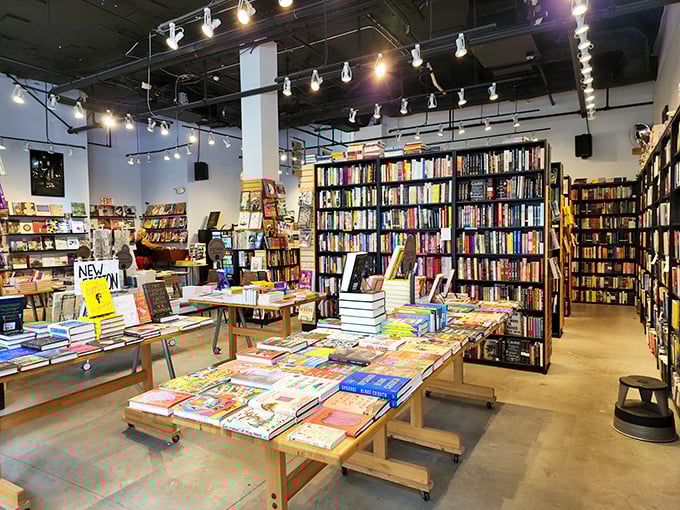 Step into a bibliophile's paradise! Strings of lights cast a warm glow over towering shelves, inviting readers to lose themselves in literary worlds.