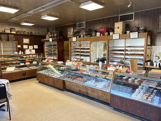 Step inside and let the aroma of freshly baked goodness envelop you. It's like walking into your grandmother's kitchen, if your grandmother was a pastry wizard.